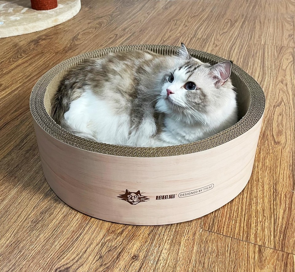 Cardboard Cat Bed Cat Scratcher Bowls,Large Size (18.1x18.1x5.9in) Cat ...
