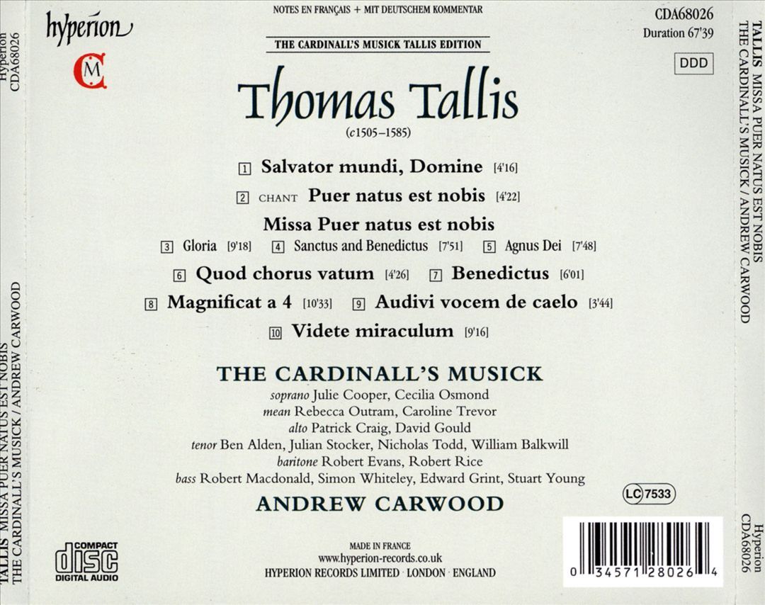 Missa PÜR Natus Est Nobis / Salvator Mundi by The Cardinall's Musick ...