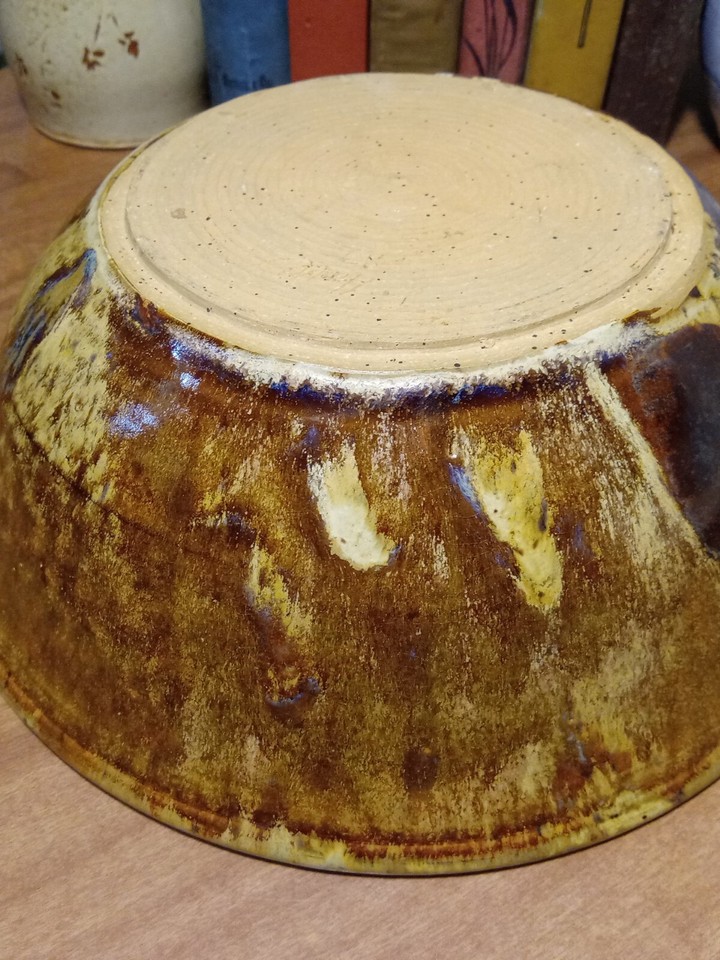 Vintage 1982 L. Hall Hand Turned 9" Multicolor Clay Pottery Bowl Signed ...