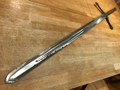 Vintage, Antique, 2 Hand Sharp, Huge Sword, Brass Hilt Medieval Sharp ...