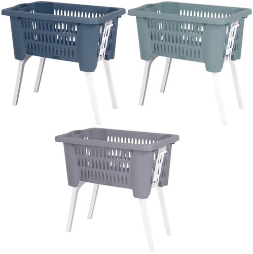 Large Laundry Washing Basket Folding Legs Plastic Rattan Clothes ...