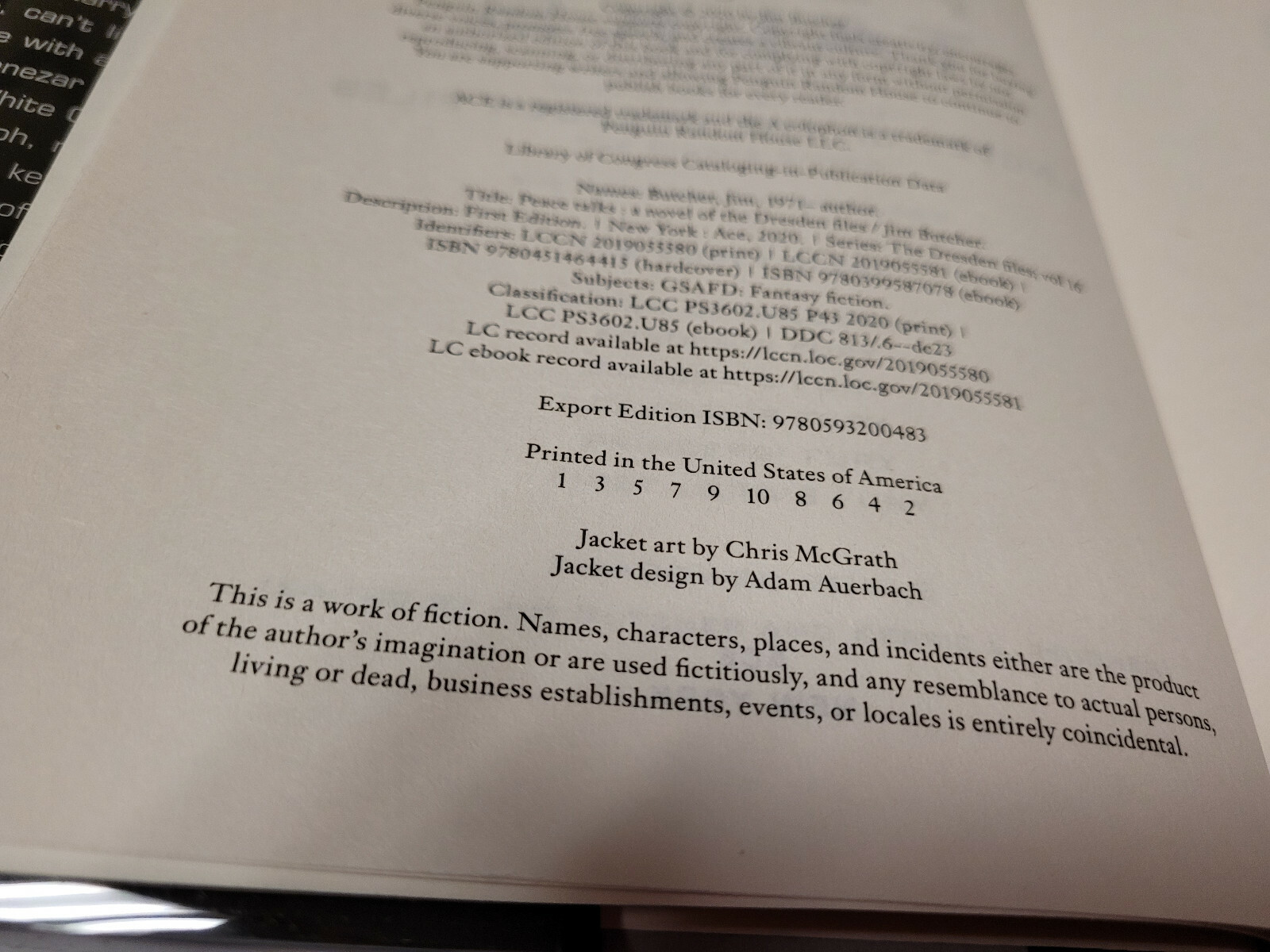 Peace Talks by Jim Butcher (2020, Hardcover) SIGNED 1st/1st ...