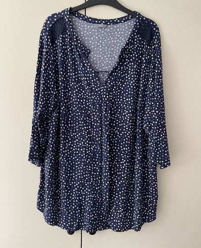 M&Co Navy Blue Heart Print Tunic Top - Size 20 | eBay UK