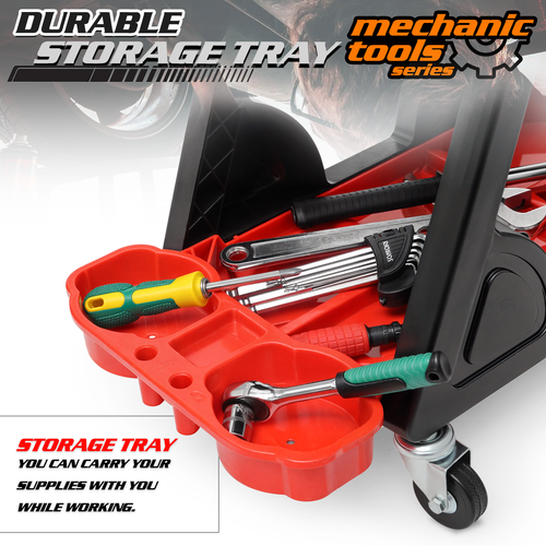 [DETACHABLE TOOL TRAY]Rolling Garage Shop Vehicle Work Stool Repair ...