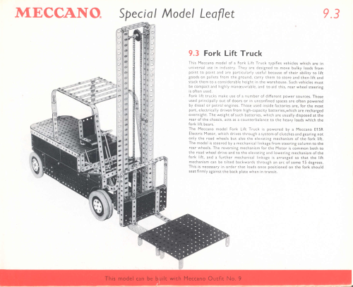 Meccano Model Plan 10.23 / 9.3 Fork Lift Truck | eBay UK