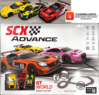 SCX 1/32 ADVANCE 2.0 GT World Race Set wireless race set with Safety ...