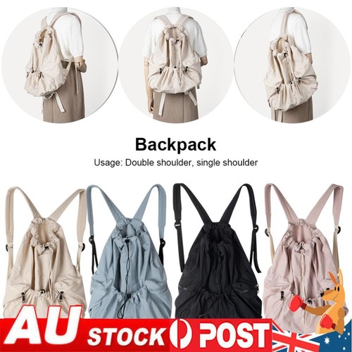 Women Backpack Drawstring Fashion Travel Nylon Backpack Ruched Outdoor ...