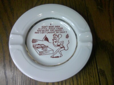 Vintage MCM Novelty Naughty joke ashtrays humorous wife at dinner Z150 ...