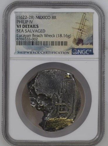 NGC VF 8 Reales Lucayan Beach Shipwreck 1628 Pirate Treasure | eBay