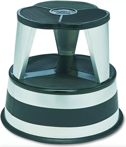 Mobile Metal Kick Step Up Stool Home Office Roll Ladder Library Casters ...
