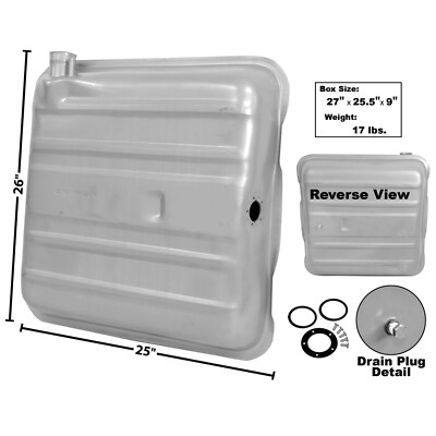 1957 Chevrolet Full Size Chevy Fuel Gas Tank, Round Corner, Stainless ...