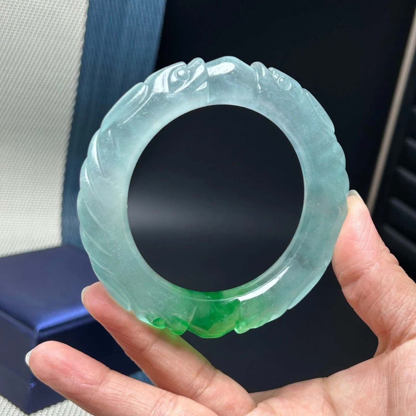 Woman Bracelet Natural ice Myanmar Jade jadeite Dragon Bangle 58mm | eBay