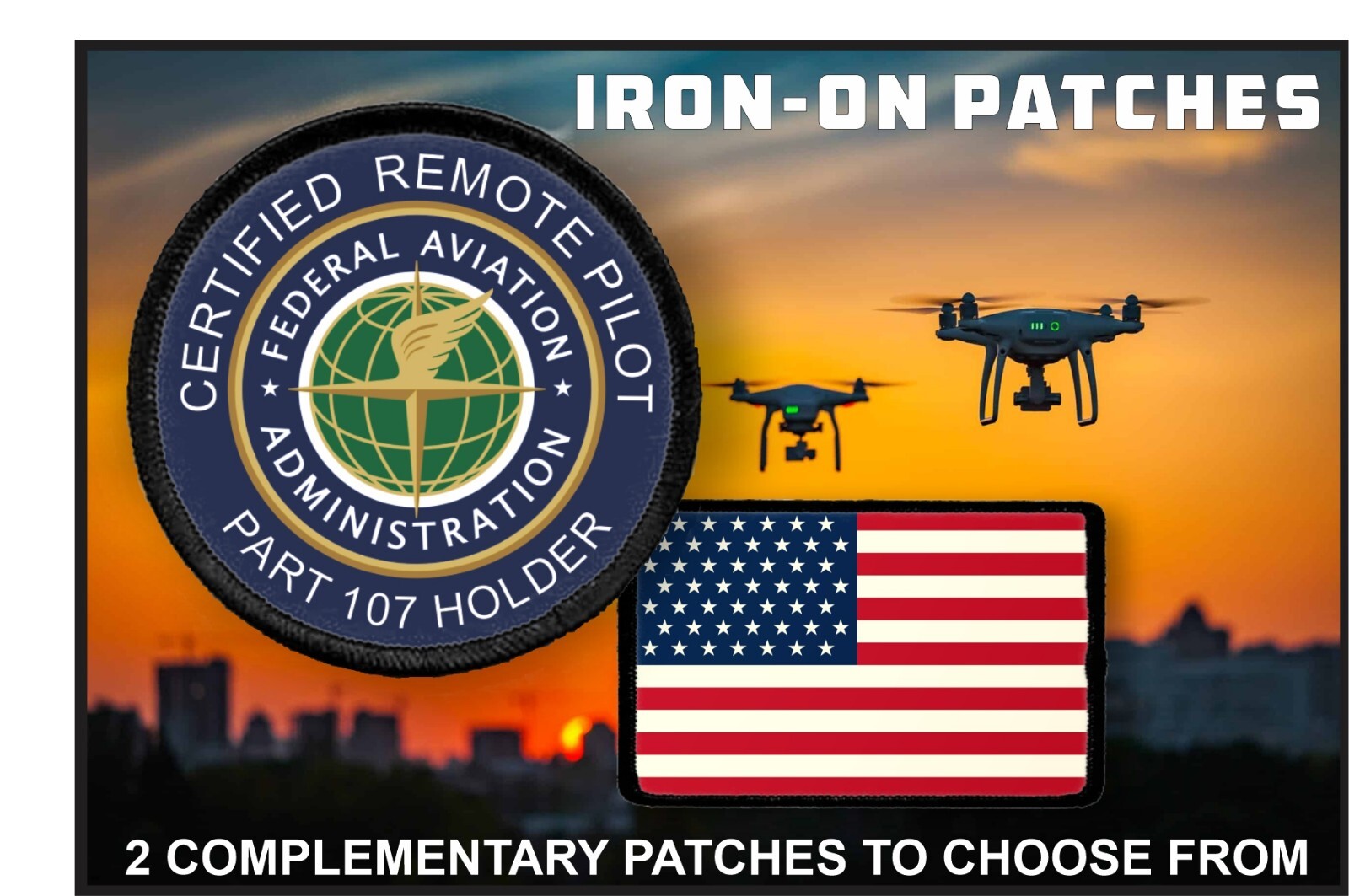 FAA Certified Remote Pilot & US Flag Iron-On Patches - NEW | eBay