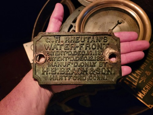 1880's Antique American Steam Engine Boiler Brass Plaque G H RHEUTAN | eBay