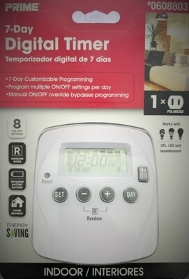 PRIME 7-Day Indoor Digital Timer- 8 On / Off Settings - 0608803 - NEW ...