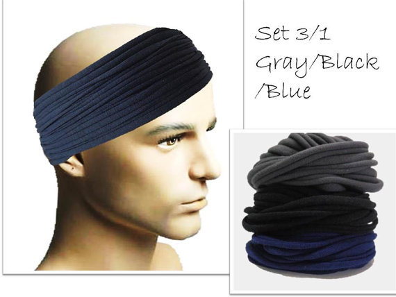 Mens Headbands Yoga Sports Sweatband Wide Men Hair Band Head Wrap Hair ...