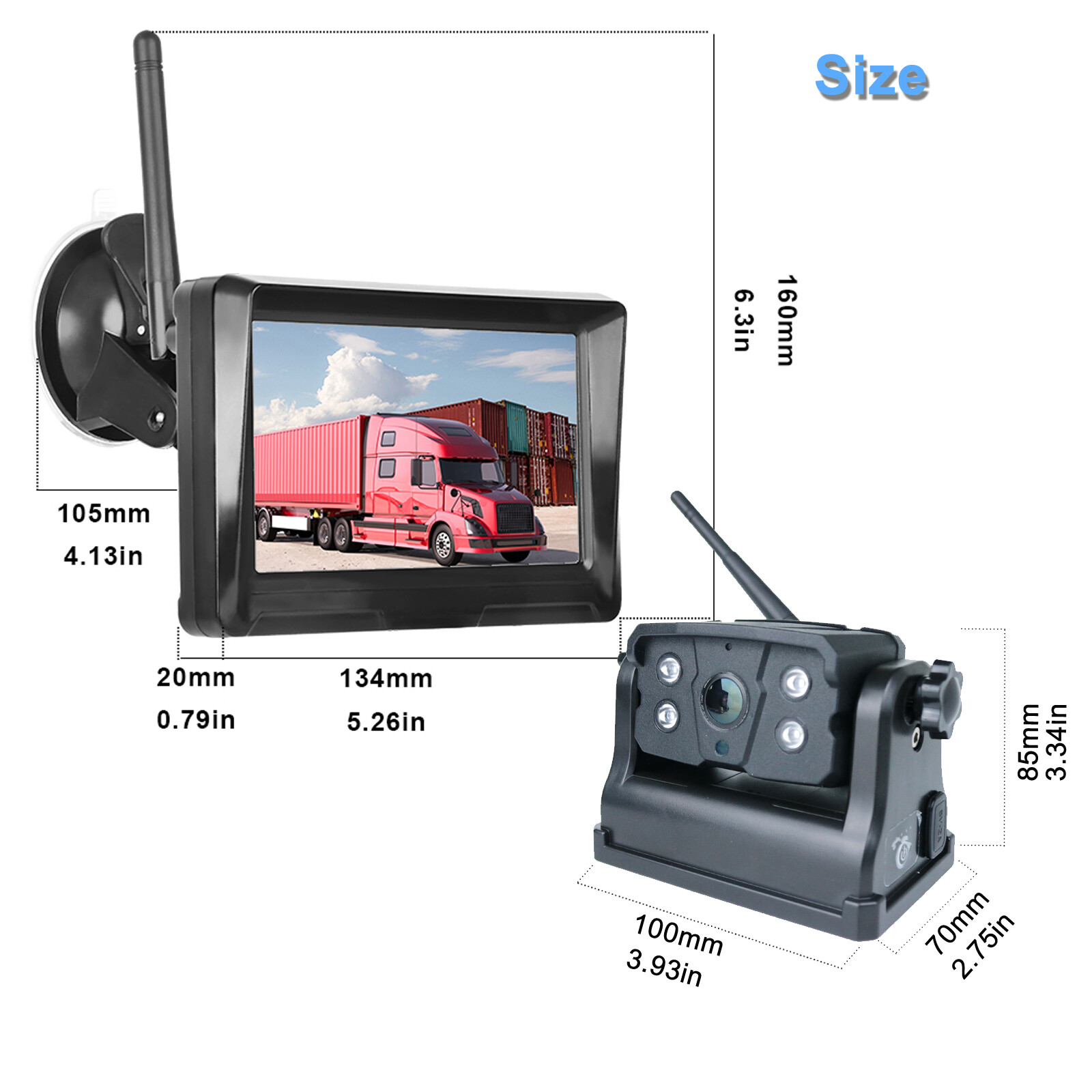 Wireless 5" Monitor Portable Magnetic Rechargeable Backup Camera for ...