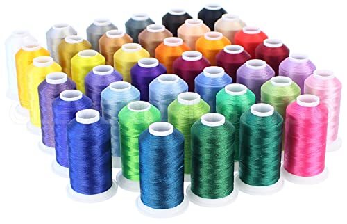 40 Color Embroidery Machine Thread Set - 1100 Yard Spools - Strong ...