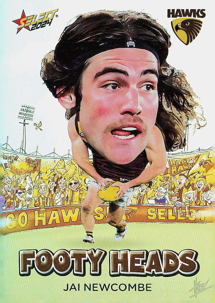 2024 AFL SELECT FOOTY STARS, JAI NEWCOMBE FOOTY HEADS FH49 HAWTHORN ...