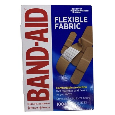 Band-aid Bandages Flexible Fabric Assorted Sizes (100 Count) First Aid ...