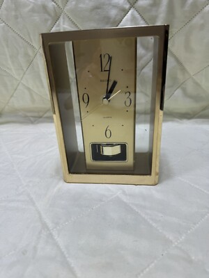 Seiko Rotating Pendulum Mantel Clock Brushed Gold 8”x6”x3” | eBay