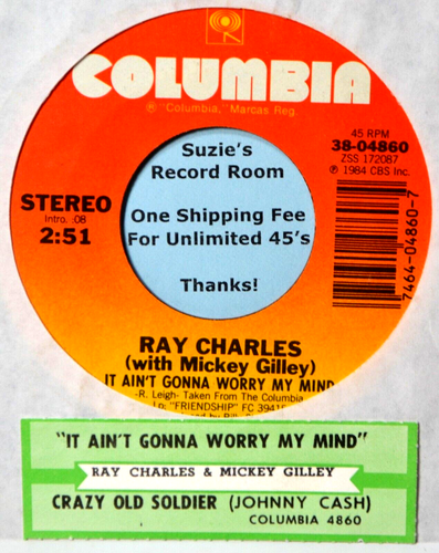 Ray Charles Mickey Gilley It Ain't Gonna Worry My Mind Country VG+ 45 7 ...