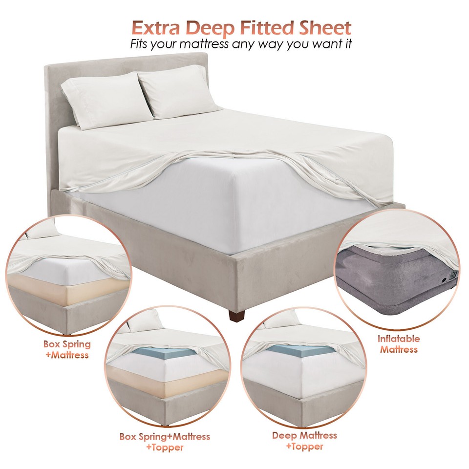 6 Piece Bed Sheets Set- Hotel Luxury Extra Deep Sheets, 39 Colors, 16 ...