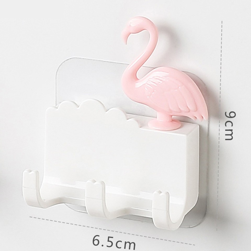 2pcs Flamingo Wall Hook Free of Punch Hook Living Room Bedroom Stick ...