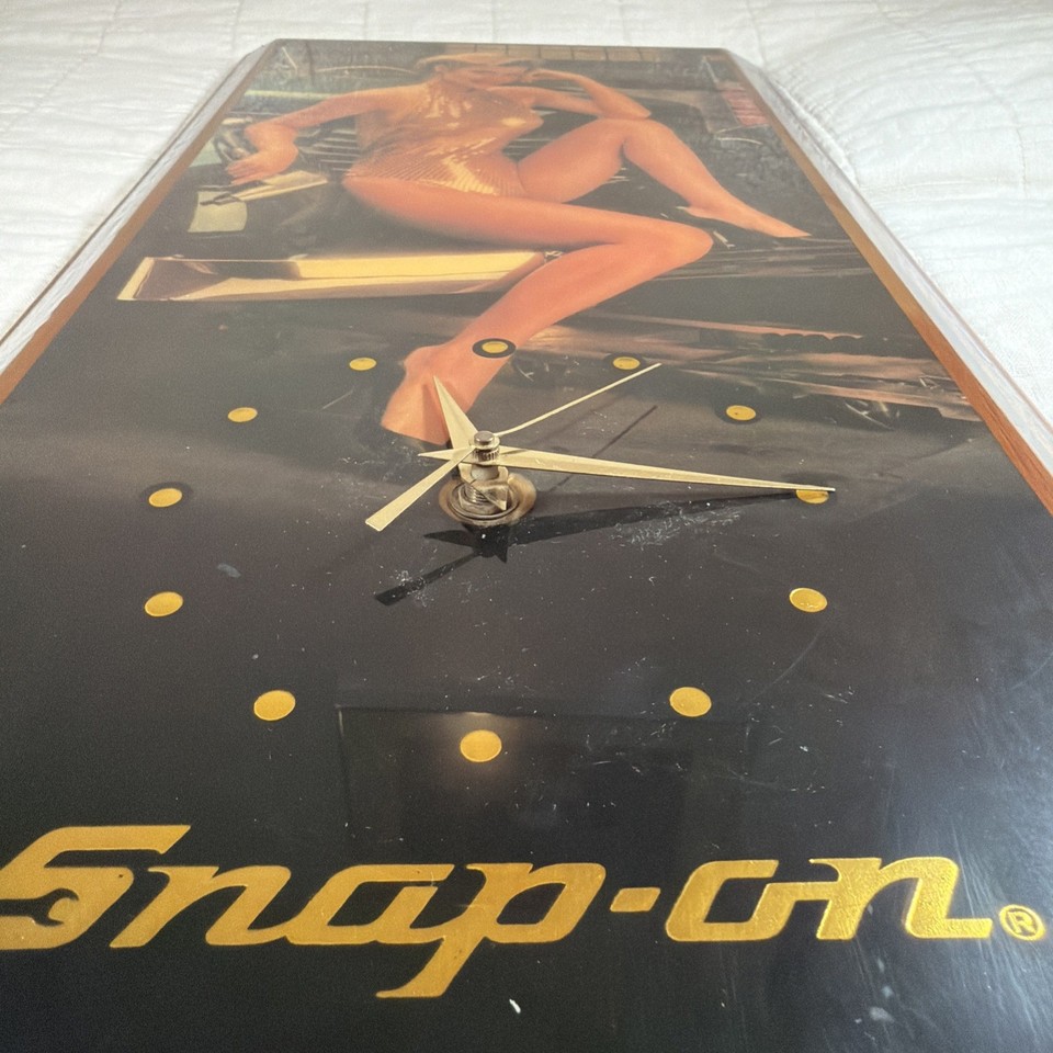 Vintage Snap-On Pinup Girl Clock 23x11 Wall Clock Garage Shop Man Cave ...