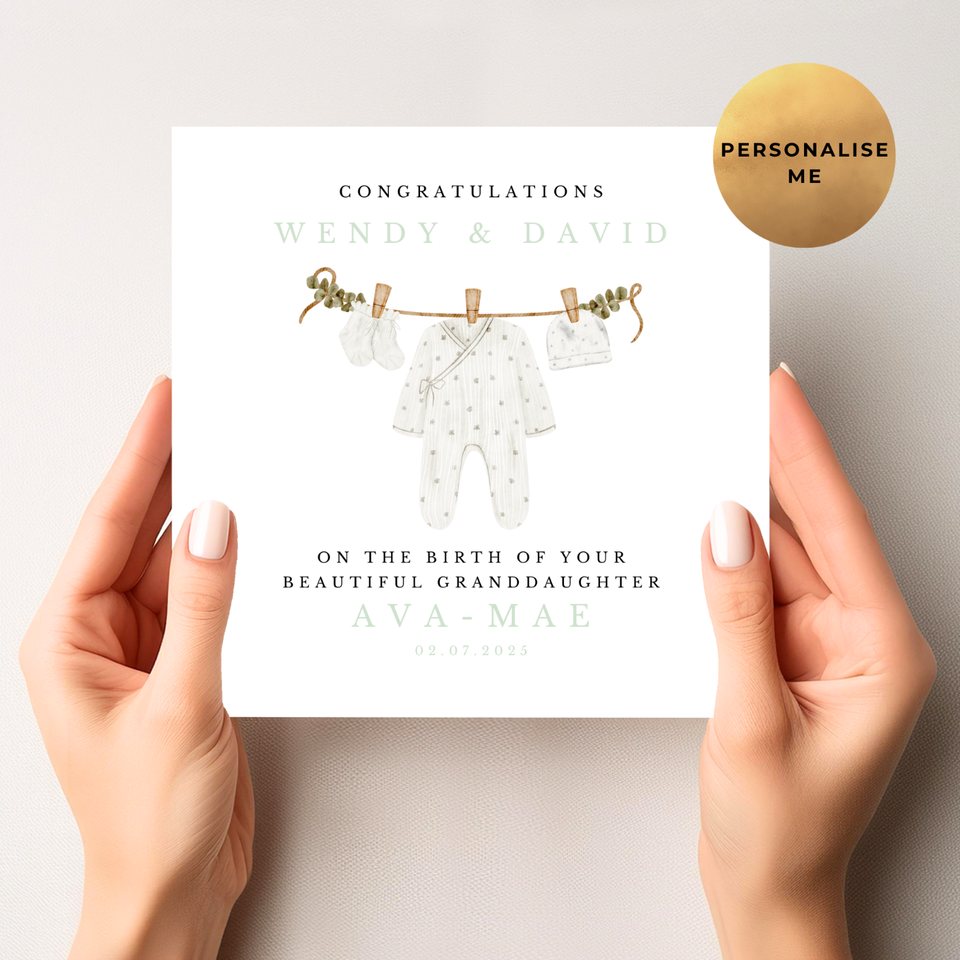 Personalised New Baby Card - New Parents Card - Granddaughter ...