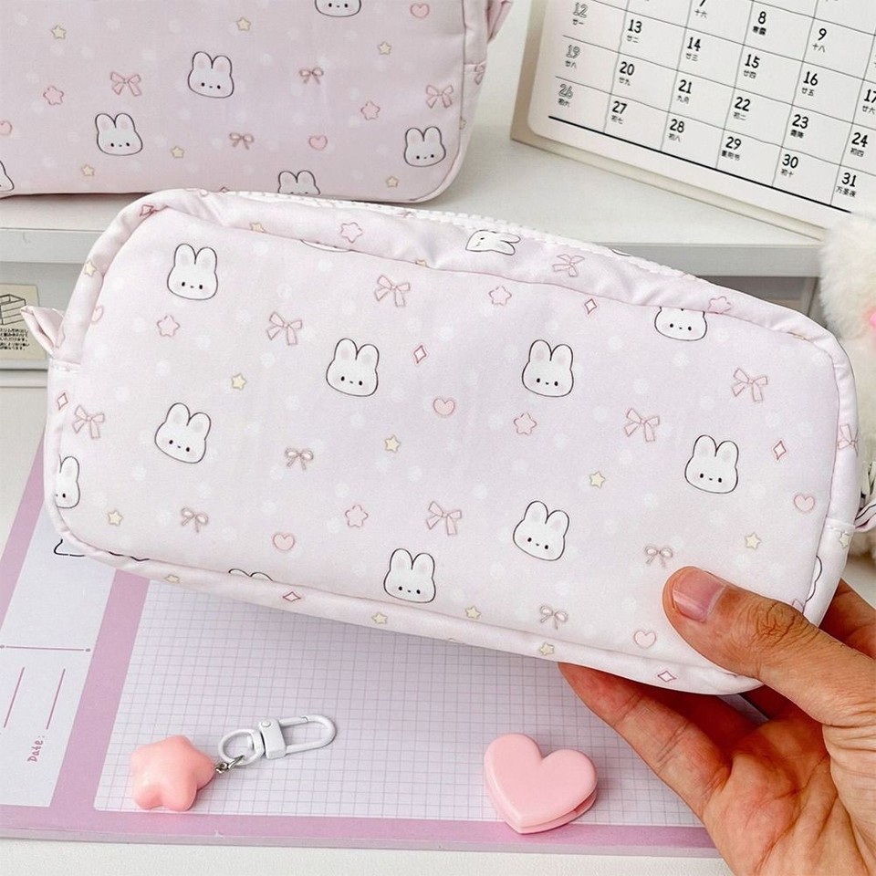 Soft Touch Pencil Case Bowknot Rabbit Pen Pouch Pen Box Students Gift ...