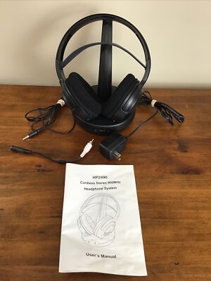 NEXXTECH WIRELESS CORDLESS STEREO HEADPHONES HP2490 900MHz AUTO TUNING ...