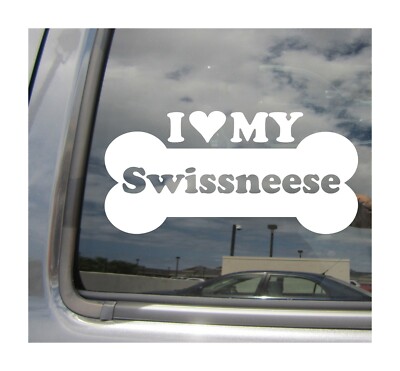 I Heart Love My Swissneese - Mixed Dog Bone Car Vinyl Decal Sticker ...