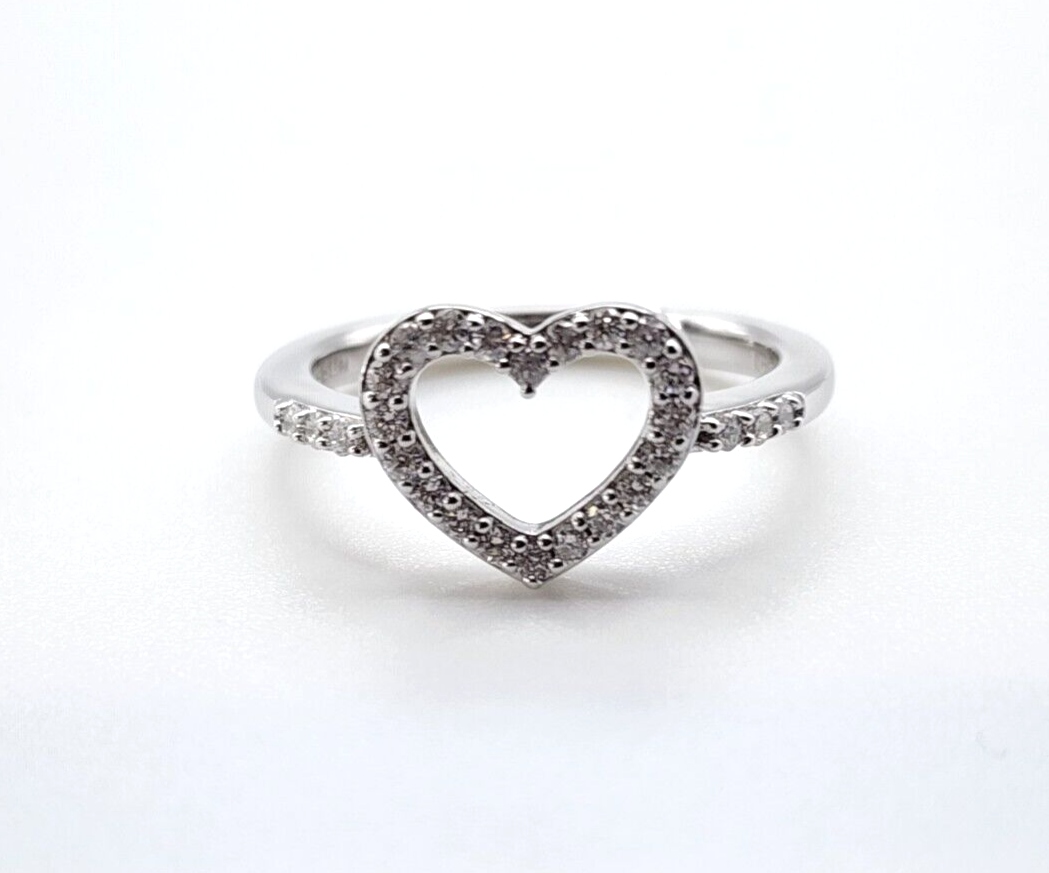 Lady's Sterling Silver 925 Diamond Heart Ring .25ctw Sz 7 Lab-Created ...