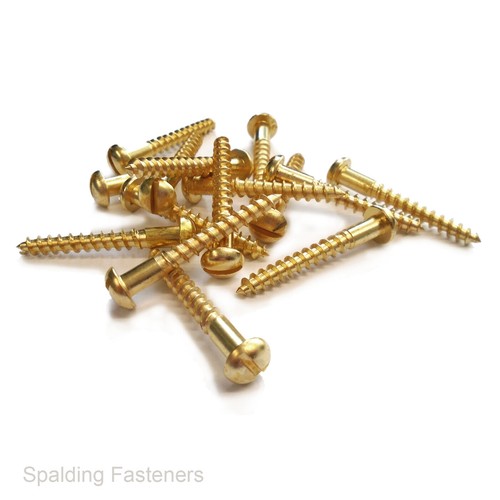 2g 3g 4g 6g 8g 10g 12g SOLID BRASS SLOTTED ROUND DOME HEAD WOOD SCREWS ...