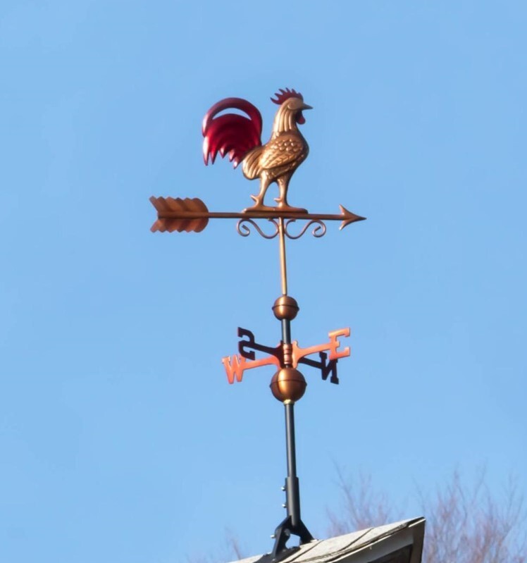 Metal Weathervane Copper Rooster Wind Vane for Farmhouse Garden Roof ...