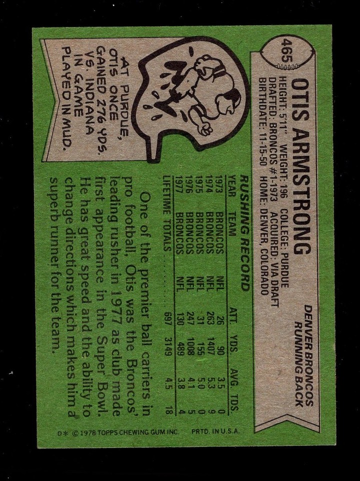 1978 TOPPS #465 OTIS ARMSTRONG BRONCOS NM-MT | eBay