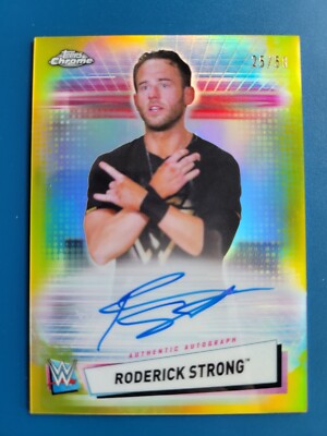 Roderick Strong 2021 TOPPS CHROME GOLD REFRACTOR AUTO #D 25/50 WWE NXT ...