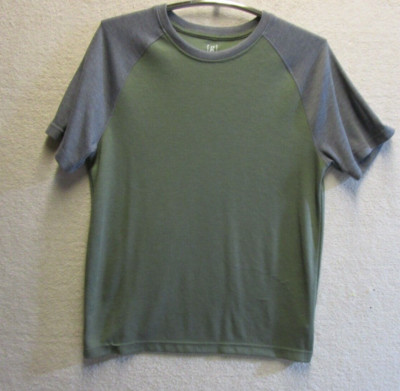 George Top Unisex Size M Tee Green Gray Raglan Crew Neck Short Sleeves ...