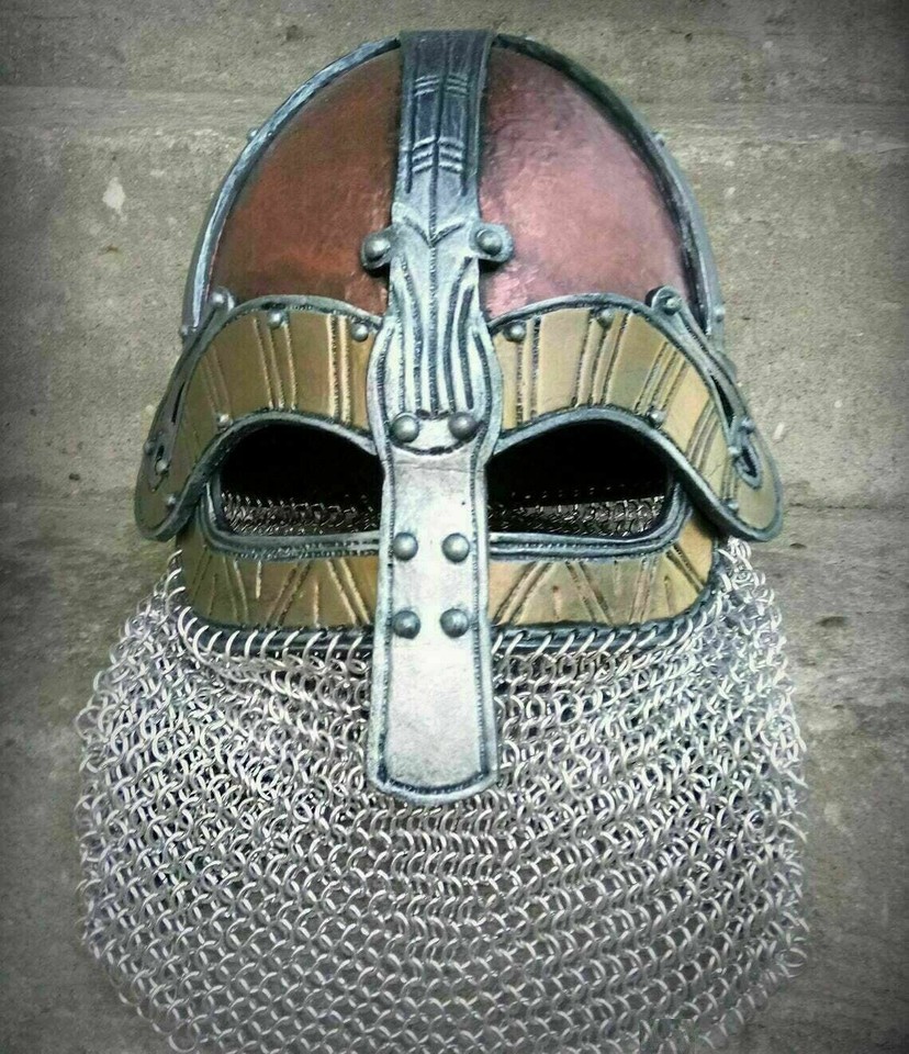 16 Gage Steel Helmet Medieval Armor Viking Helmet Wearable Chain mail ...