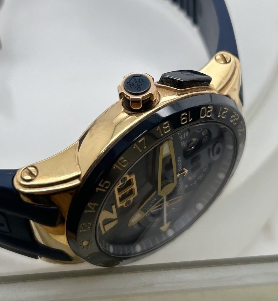 Ulysse Nardin El Toro GMT 18k Yellow Gold Automatic Blue Rubber 43mm ...