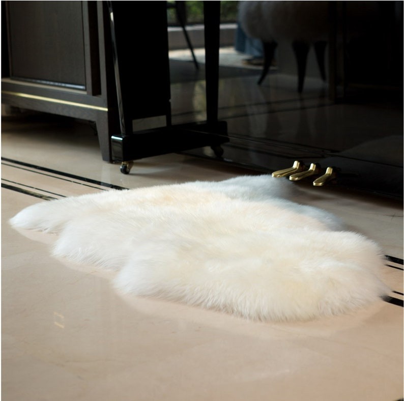 New Zealand Sheepskin Rug 2x3 ft Natural Ivory White Wool Fluffy Soft ...