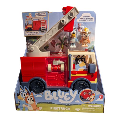 BNIB Bluey Fire Truck with Bob Bilby, Bluey & Firefighter Bingo Figures ...