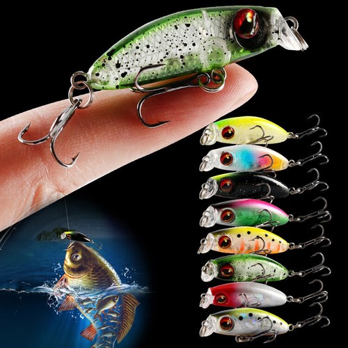 8PCS 4cm 3.1g Micro Sinking Minnow Mini Popper Fishing Lures Saltwater ...