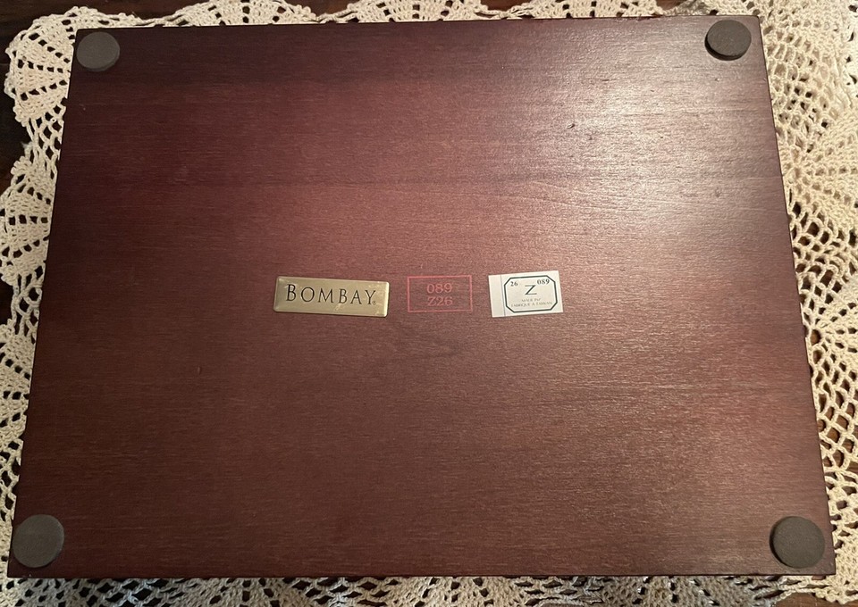 Vintage Bombay Co Wooden Desk Valet Organizer; Dark Cherrywood W/Brass ...