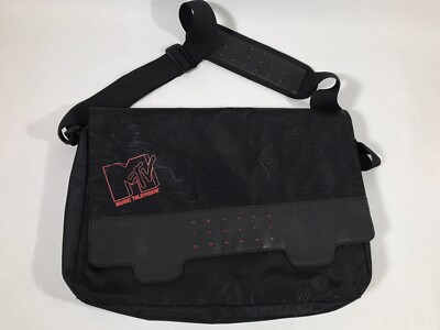 MTV Messenger Bag Soft Briefcase Laptop Black Neon Orange | eBay