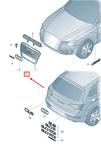 NEW AUDI Q5 8R RADIATOR GRILLE 8R0853651P T94 8R0853651PT94 ORIGINAL NO ...