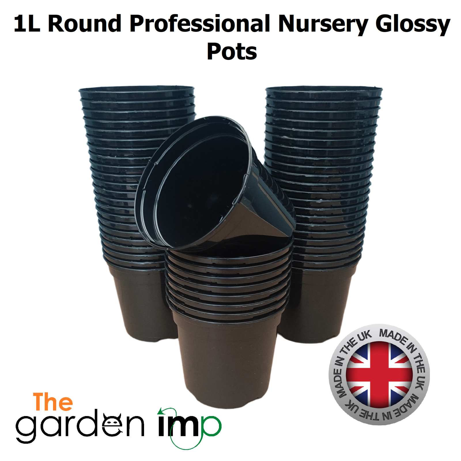 1 Litre Plant Pots Strong Duty Black Plastic 13cm Round Nursery Planter ...