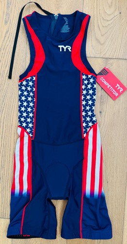 TYR COMPETITOR Men's Medium Navy Blue Team USA Short John Tri Suit USA ...