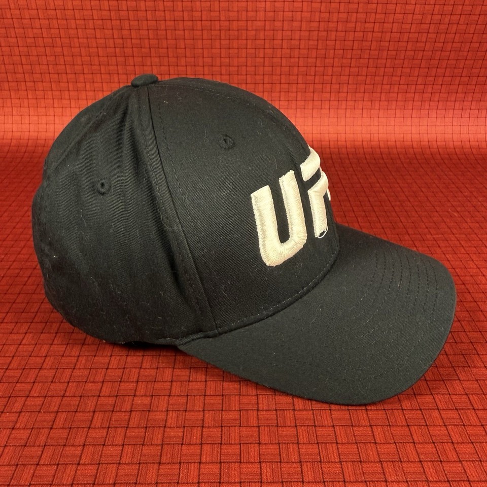 UFC Baseball Hat Yupoong Small/Medium Flexor Black White Embroidery ...